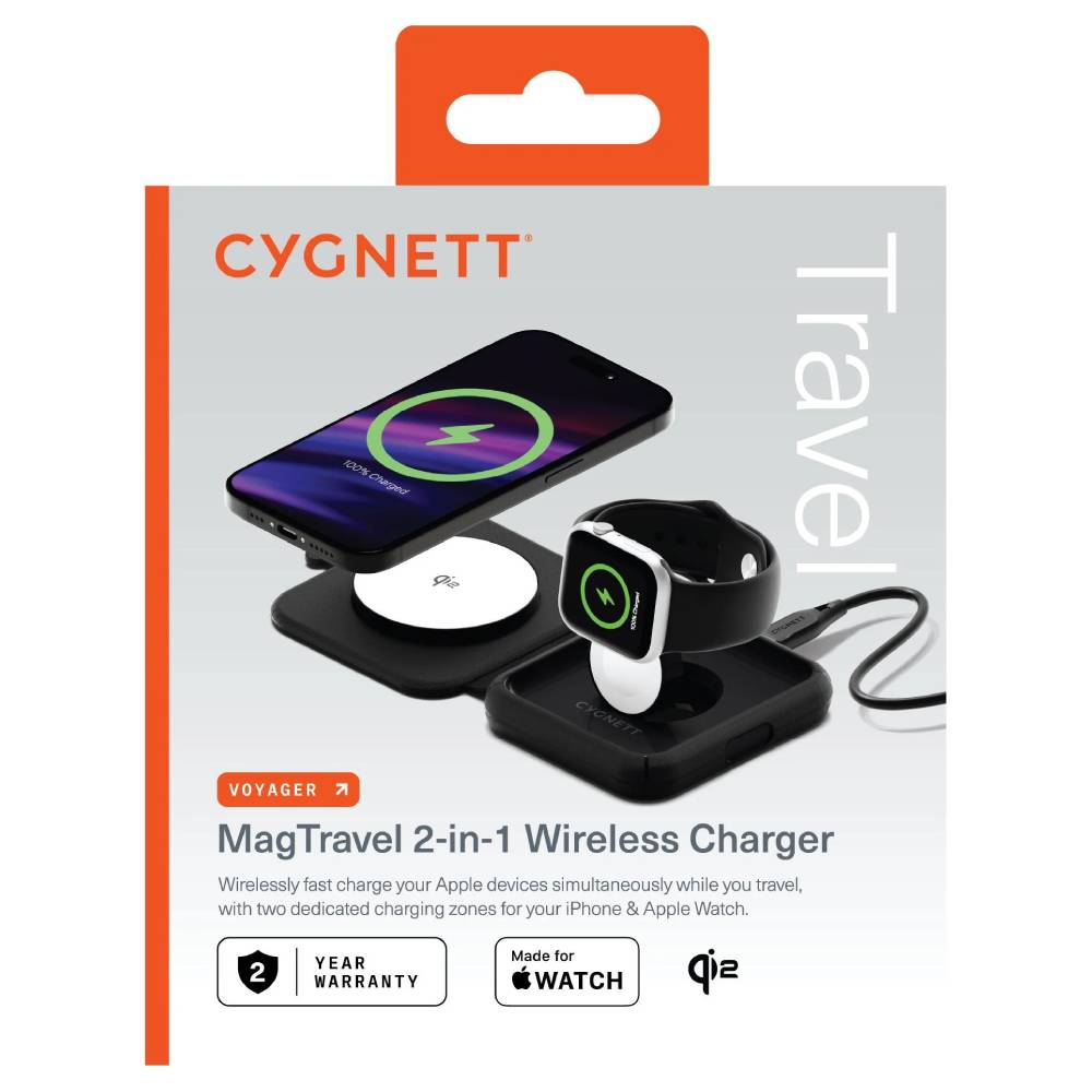 Cygnett Voyager MagTravel 2-in-1 Wireless Charger - Black Online - POP ...